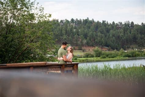 Evergreen Lake House Engagement Photos In The Summer