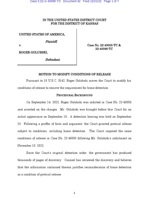 Modify Conditions Of Release Pdf Discovery Law Lawsuit