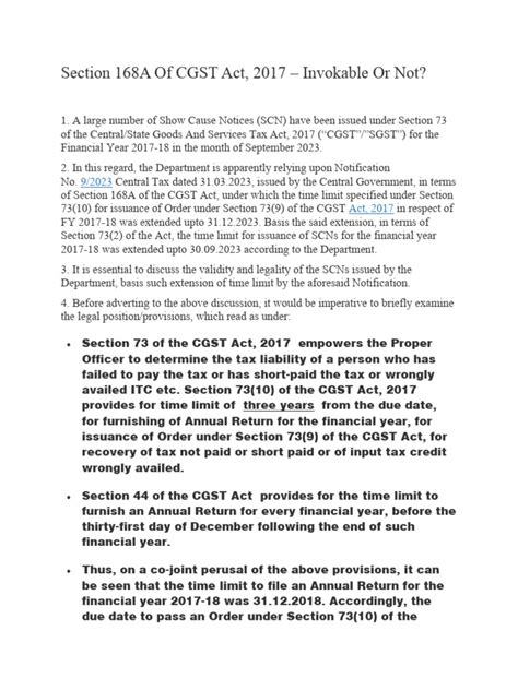 Section 168a Of Cgst Act 2017 Invokable Or Not Pdf Invoice Value Added Tax
