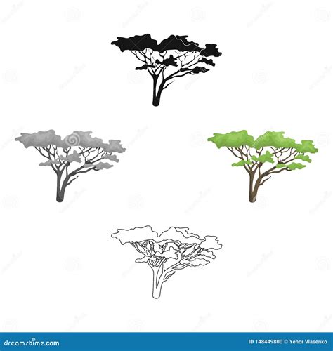 Arbre Dans La Savane Ic Ne Simple De Safari Africain Dans La Bande
