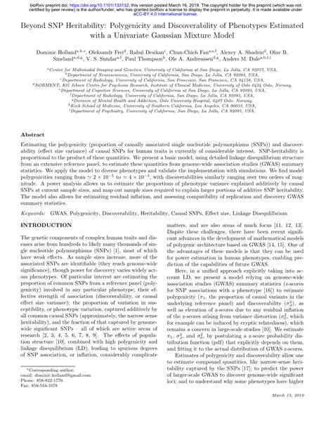 Beyond Snp Heritability Polygenicity And Discoverability Of Phenotypes Estimated With A