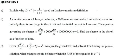 Question Explain Why Le Based On Laplace Transform Definition 54 B A Circuit Contains Henry