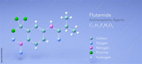 Flutamide Molecule Molecular Structures Antineoplastic Agents 3d