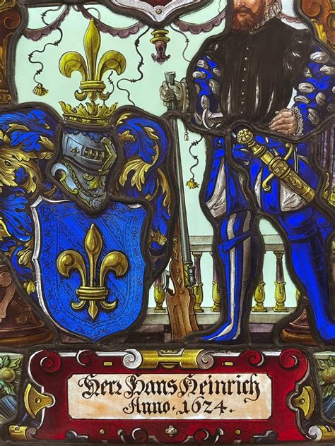 Antique Leaded Glass Panel Of Nobleman For Sale At 1stdibs