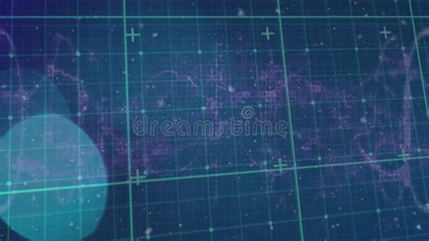 Animation Of Digital Grid Overlaying Abstract Data Visualization On