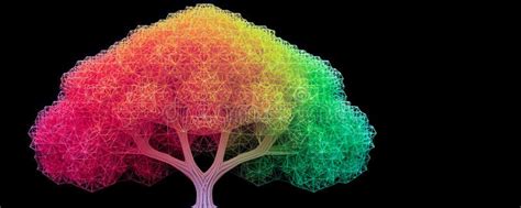 Fractal Miracle Tree Of Pythagoras Showcasing Vibrant Geometric Design And Symmetry Stock