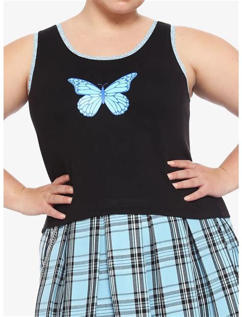 Blue Butterfly Lace Girls Tank Top Plus Size