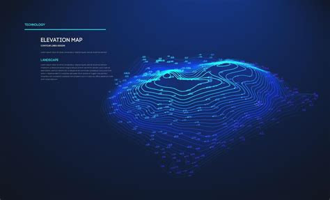 Topographic Map Blue Technology Background Big Data Elevation Map With