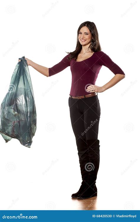 Woman Holding Garbage Bag Royalty Free Stock Image