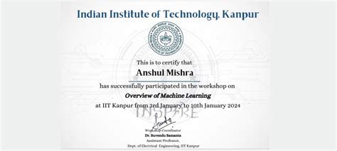Anshul Mishra On Linkedin Recently I Have Completed A Workshop On Overview Of Machine Learning At