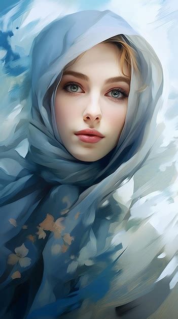 Premium Ai Image A Girl In A Blue Scarf