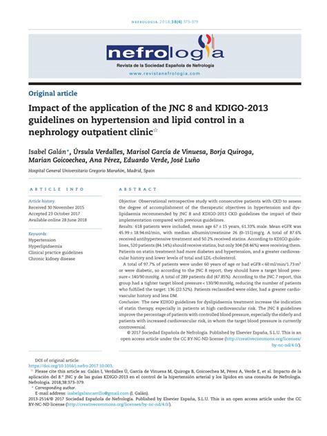 Pdf Impact Of The Application Of The Jnc 8 And Kdigo 2013 Guidelines