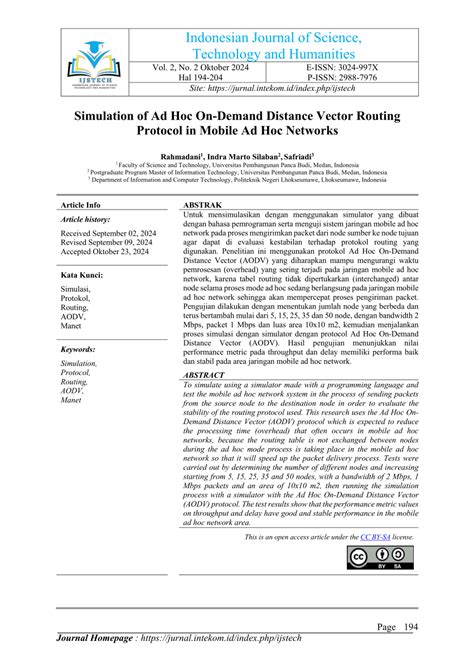 Pdf Simulation Of Ad Hoc On Demand Distance Vector Routing Protocol