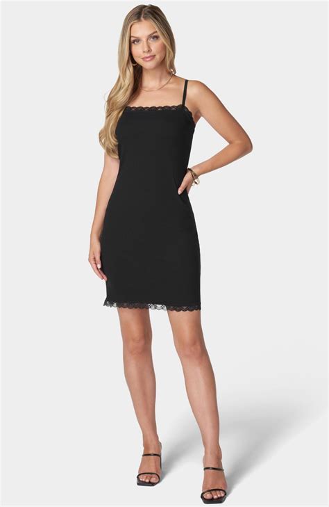 Bebe Rib Midi Dress With Lace Trim In Black Lyst