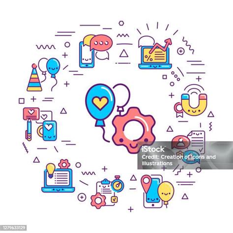 이벤트 관리 웹 배너입니다 흰색 배경에 선형 아이콘이 있는 인포그래픽입니다 창의적인 아이디어 개념 격리된 윤곽선 색상 그림입니다 0명에 대한 스톡 벡터 아트 및 기타 이미지