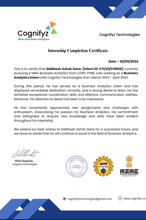 Siddhesh Dane On Linkedin Cognifyz Cognifyztech Cognifyz Internship