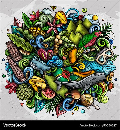 Dominica Cartoon Doodle Funny Local Design Vector Image