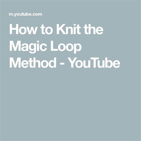 How To Knit The Magic Loop Method YouTube