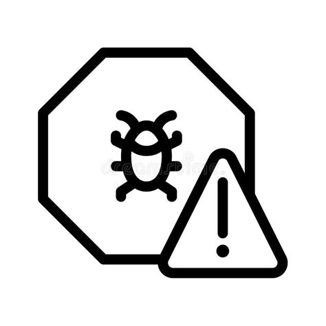 Warning Sign Bug Alert Danger Single Isolated Icon With Outline Style Stock Illustration