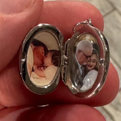 Locket Necklace With Photo Engraved Oval Necklace Photo Necklace In