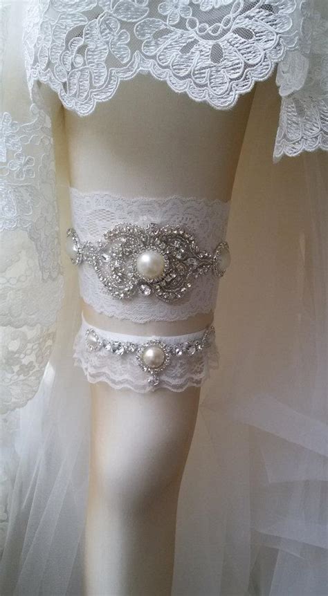 Wedding Garter Set Ivory Lace Garter Set Bridal Leg Garter Wedding