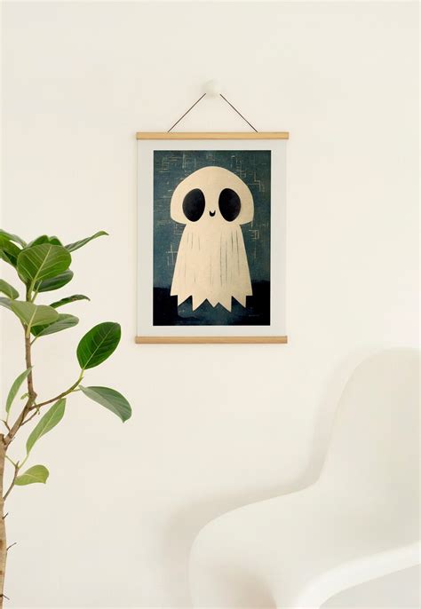 Cute Vintage Halloween Ghost Large Printable Art Retro Halloween Poster Mid Century Decor