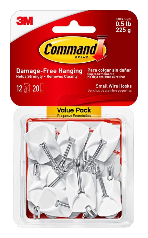 Command Small Wire Hooks Value Pack White 12 Wall Hooks Adhesive Utility Closet Hangers For