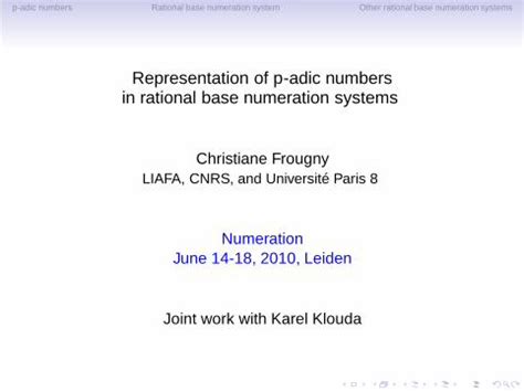 PDF Representation Of P Adic Numbers In Rational Base Numeration Liafa DOKUMEN TIPS