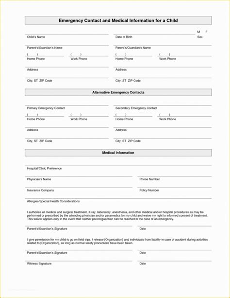 Printable Employee Emergency Contact Form Template Excel Sample Minasinternational