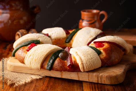 Three Kings Bread Also Called Rosca De Reyes Roscon Epiphany Cake Traditionally Served With