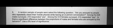 Solved A Random Sample Of People Were Asked The Following Question