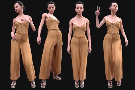 Woman In Overall 4 Rigged 3d Characters Unity Asset Store