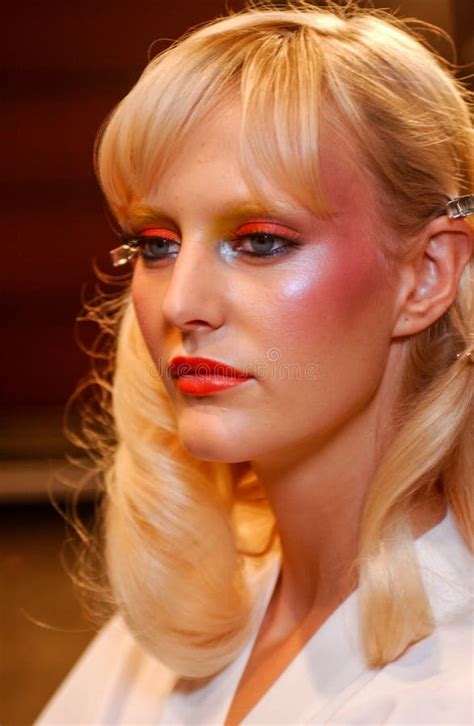 Model Malin Persson Getting Ready Backstage For Runway Fashion Show Of Valentino Ready To Wear