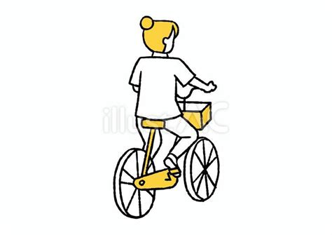 自転車に乗った女性の後ろ姿イラスト No 23151303／無料イラストフリー素材なら「イラストac」