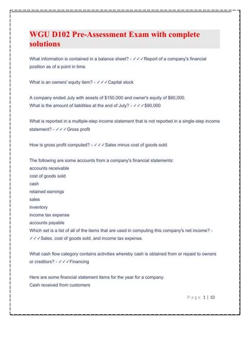 WGU D102 Pre Assessment Exam With Complete Solutions WGU D102 Stuvia US