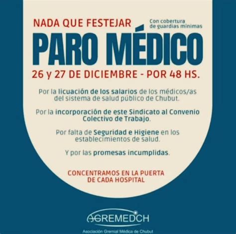 Paro De Médicos En Chubut Lo Que Nos Pagan Por La Hora Guardia No Es
