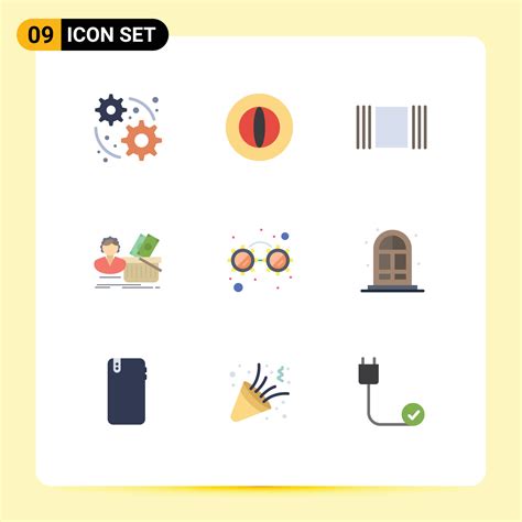 Set Of 9 Modern Ui Icons Symbols Signs For Party Fancy Glasses Thumbnails Female Basket Editable