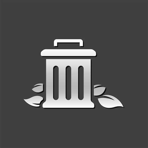 Ícono De La Basura En Estilo Gris Metálico Vector Premium