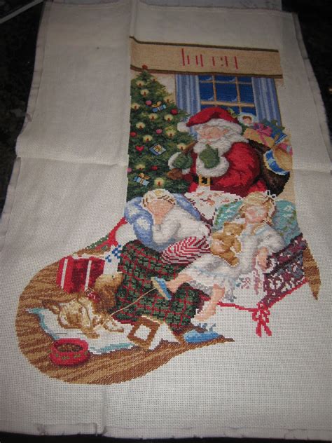 Stitchin Girl Christmas Cross Stitch Stocking