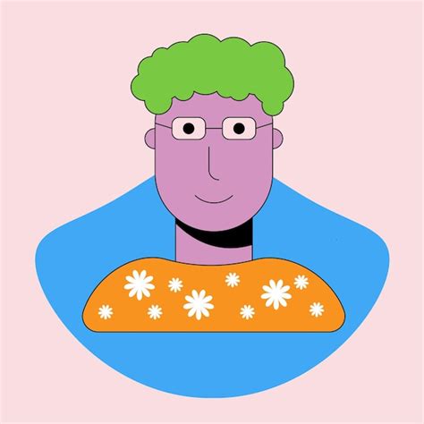 Premium Vector Vector Man Curly Green Hair