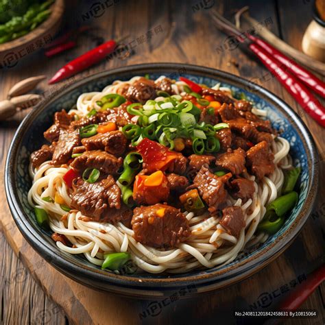 Ai创作图双椒牛肉拌面 昵图网