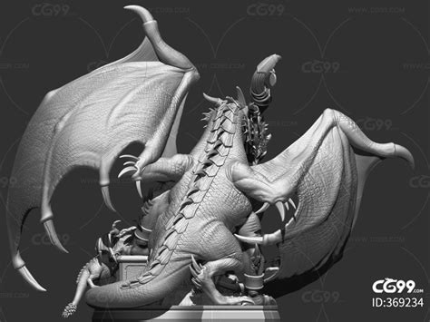 飞龙 手办 雕塑 神话生物 西方龙 巨龙 Cg模型免费下载 Stl模型 Cg99