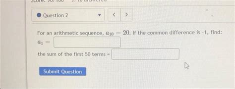 solved for an arithmetic sequence a10 20 if the common