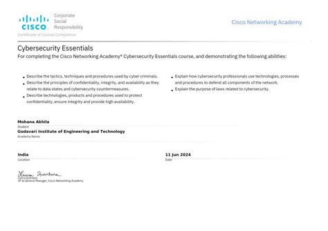 Mohana Akhila On Linkedin Cybersecurity Ciscoacademy