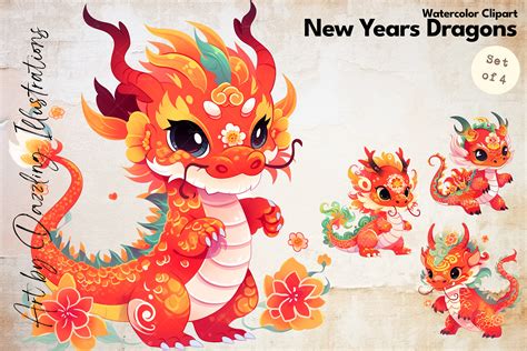 Chinese New Year Dragons Graphic By Dazzling Illustrations · Creative