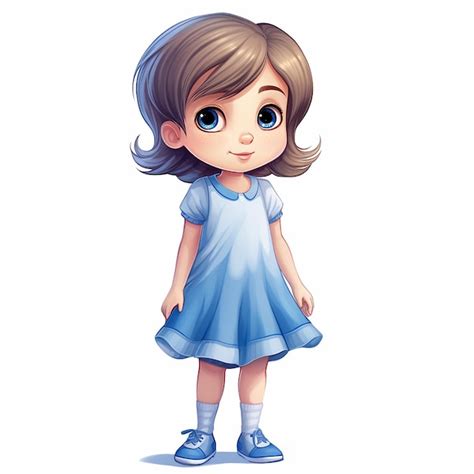 Linda Chica Con Una Camisa Azul Y Un Personaje De Dibujos Animados De