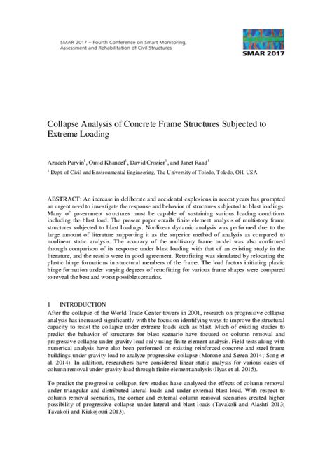 Pdf Collapse Analysis Of Concrete Frame Structures Subjected To