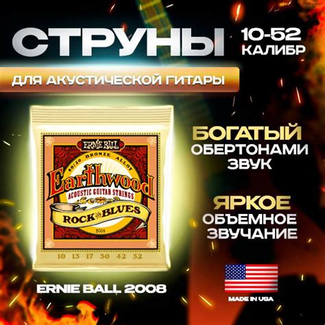 Струны для акустической гитары Earthwood Rok&Blues Ernie Ball 2008 10 ...