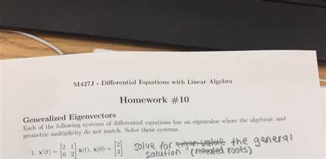Solved Generalized Eigenvectors Each Of The Following