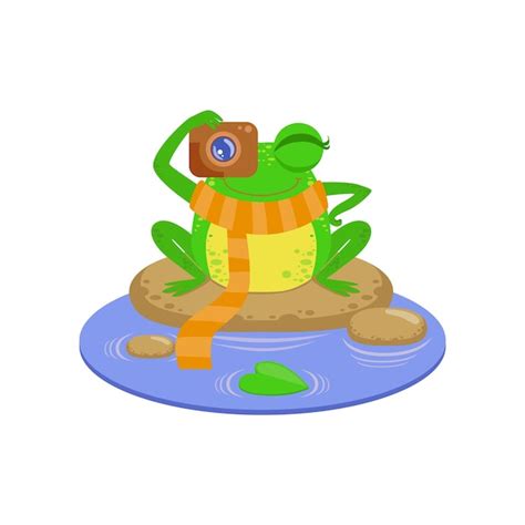 Premium Vector Photographer Cartoon Frog Character